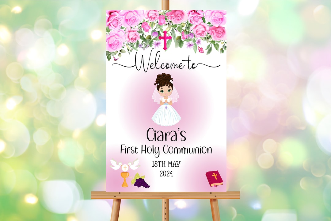 First Holy Communion Welcome Sign, Baptism Welcome Sign, 1st Communion ...