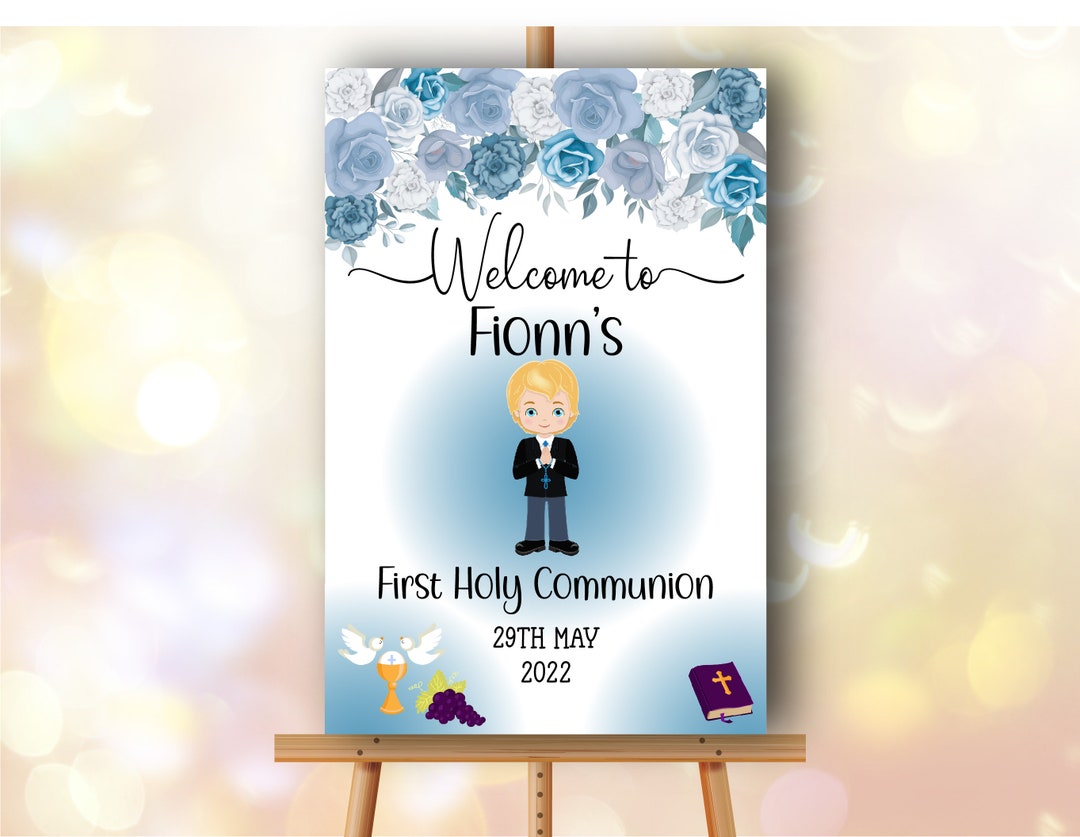 First Holy Communion Welcome Sign, 1st Communion Party Sign, Baptism ...