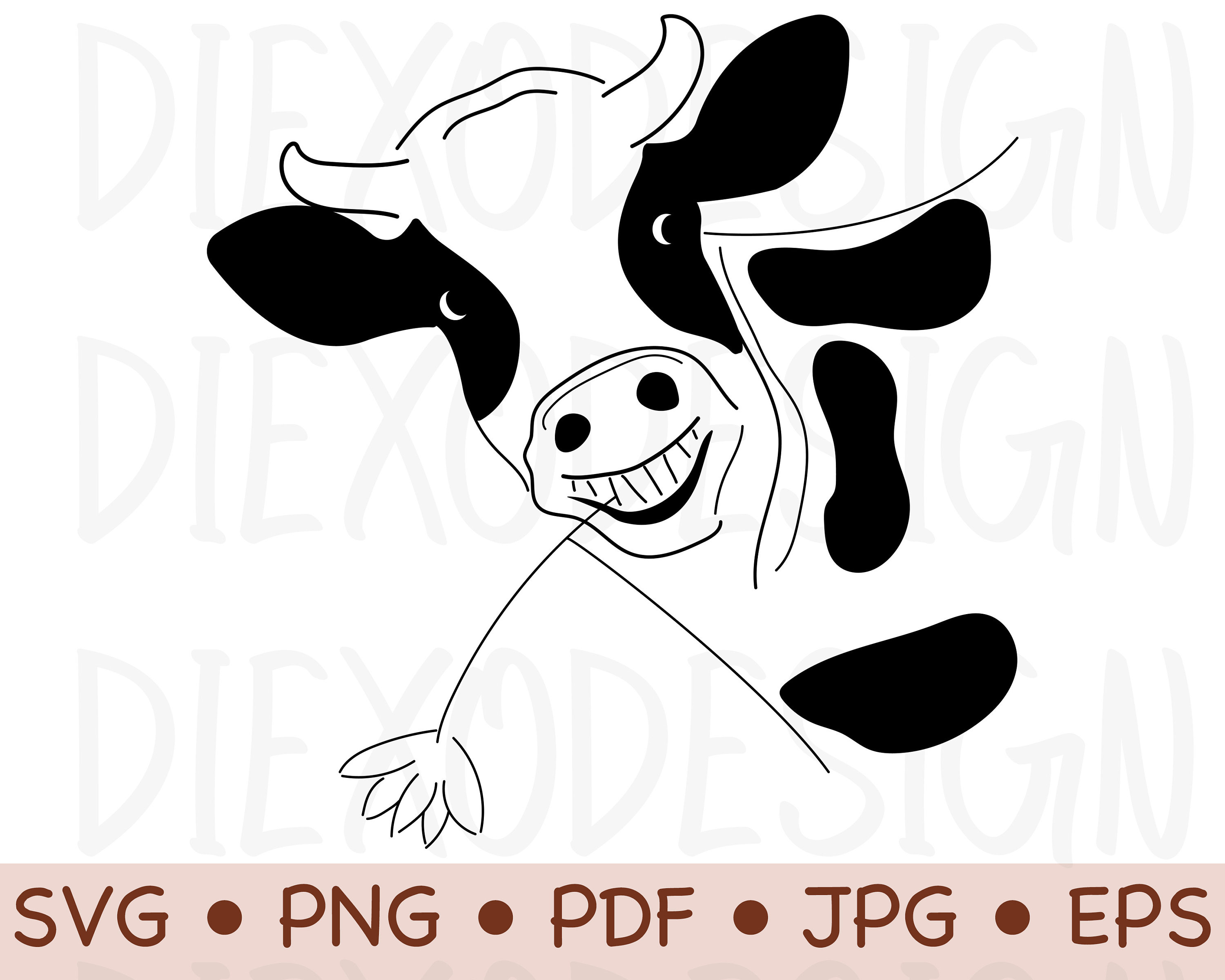 Smiling Cow PNG, Funny Cow SVG, Cow Black and White Clipart, Cow ...