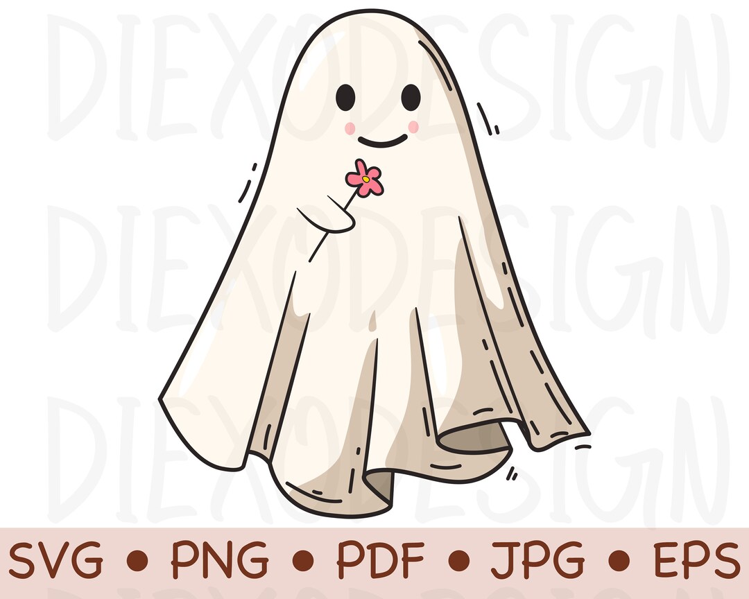 Kawaii Cute Ghost PNG, Ghost SVG, Cartoon Ghost Clipart, Ghost Vector ...