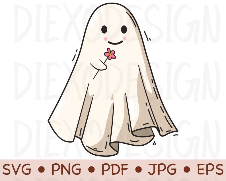 Kawaii Cute Ghost PNG, Ghost SVG, Cartoon Ghost Clipart, Ghost Vector ...