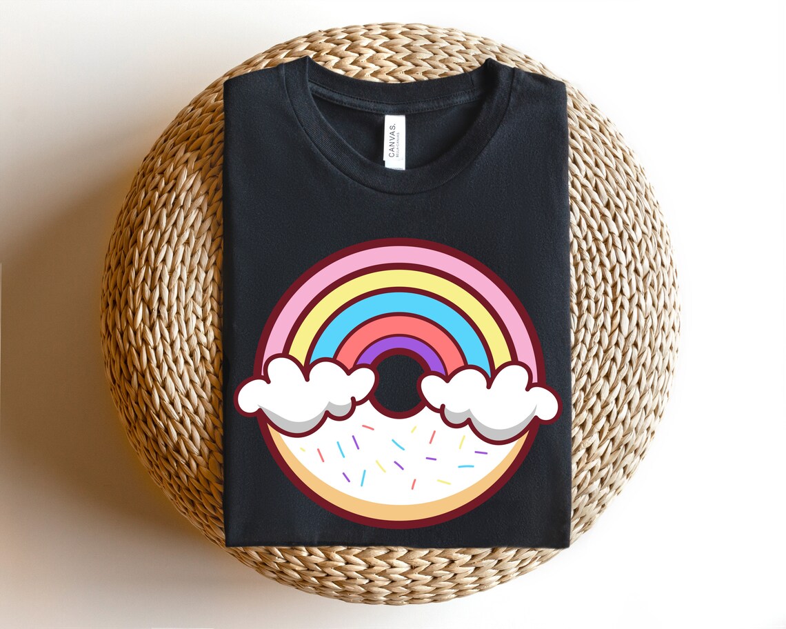 Rainbow Donut PNG Cute Rainbow SVG Cartoon Donut Clipart - Etsy