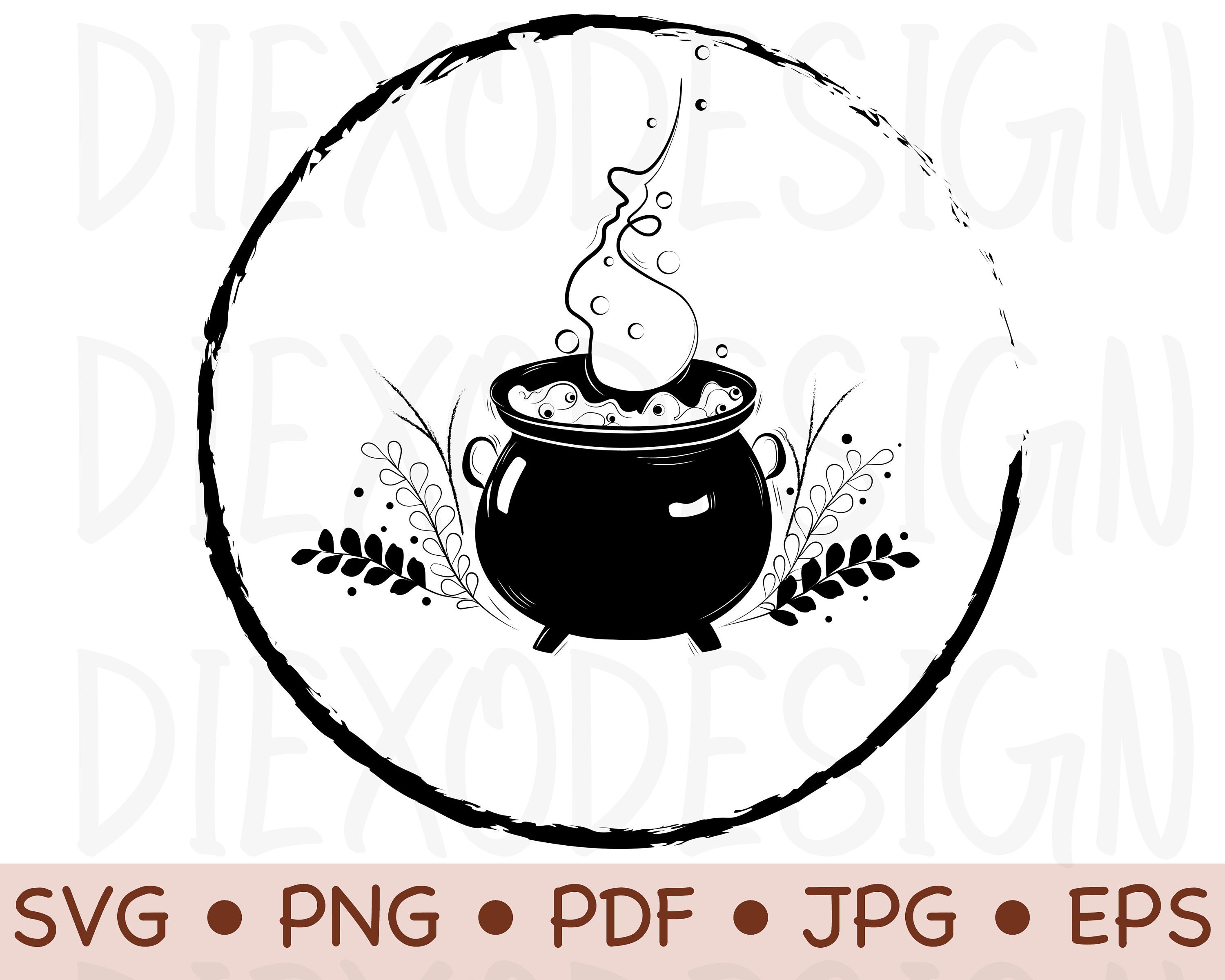 Witches Cauldron Clipart Black And White Pumpkin