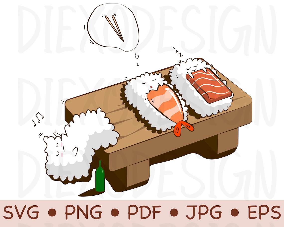 Cute Sushi PNG Sushi SVG Kawaii Sushi Clipart Sushi Roll - Etsy