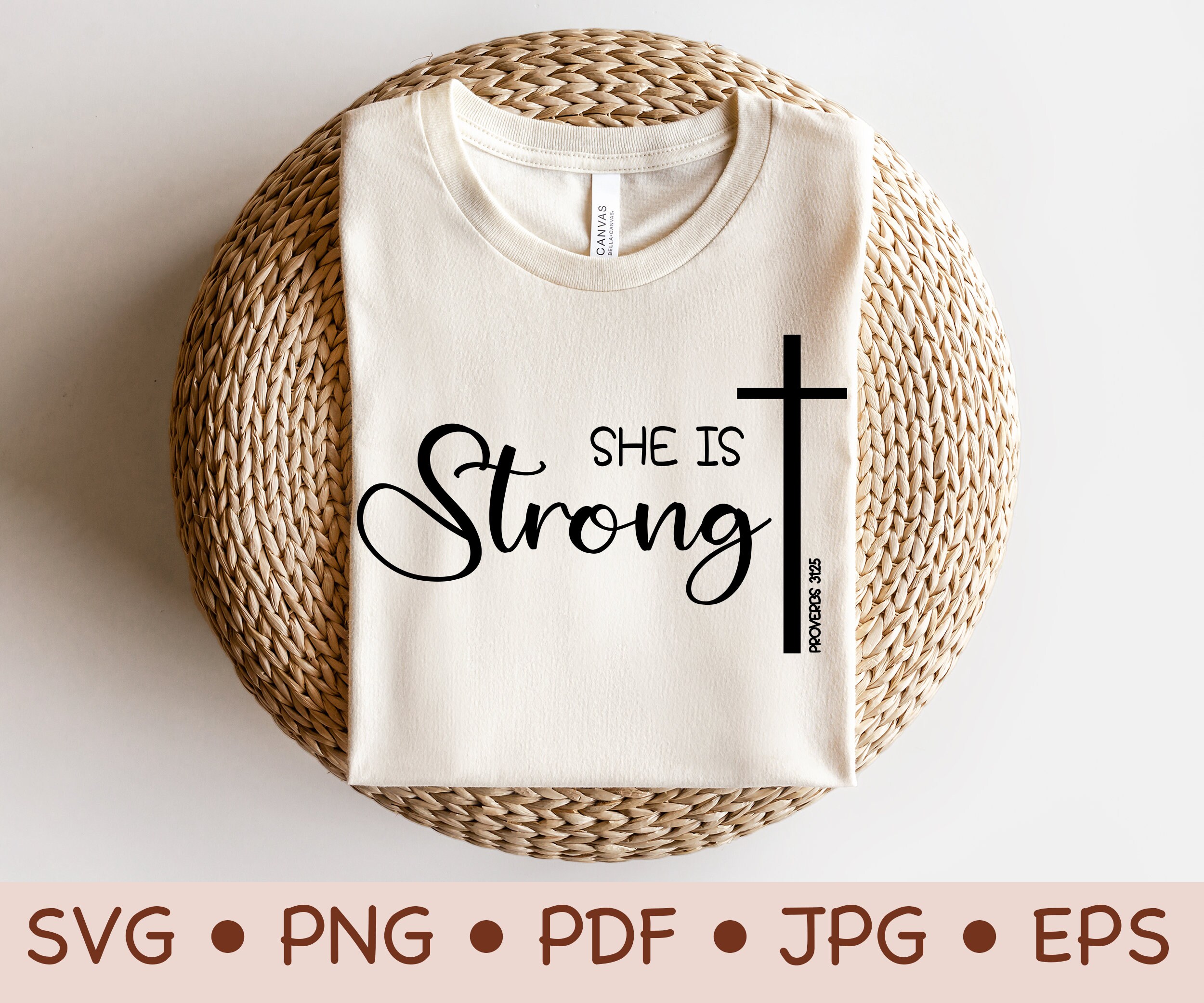 She is Strong PNG, Proverbs 31:25 SVG, Inspirational Clipart, Bible ...