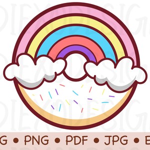 Rainbow Donut PNG, Cute Rainbow SVG, Cartoon Donut Clipart, Rainbow ...