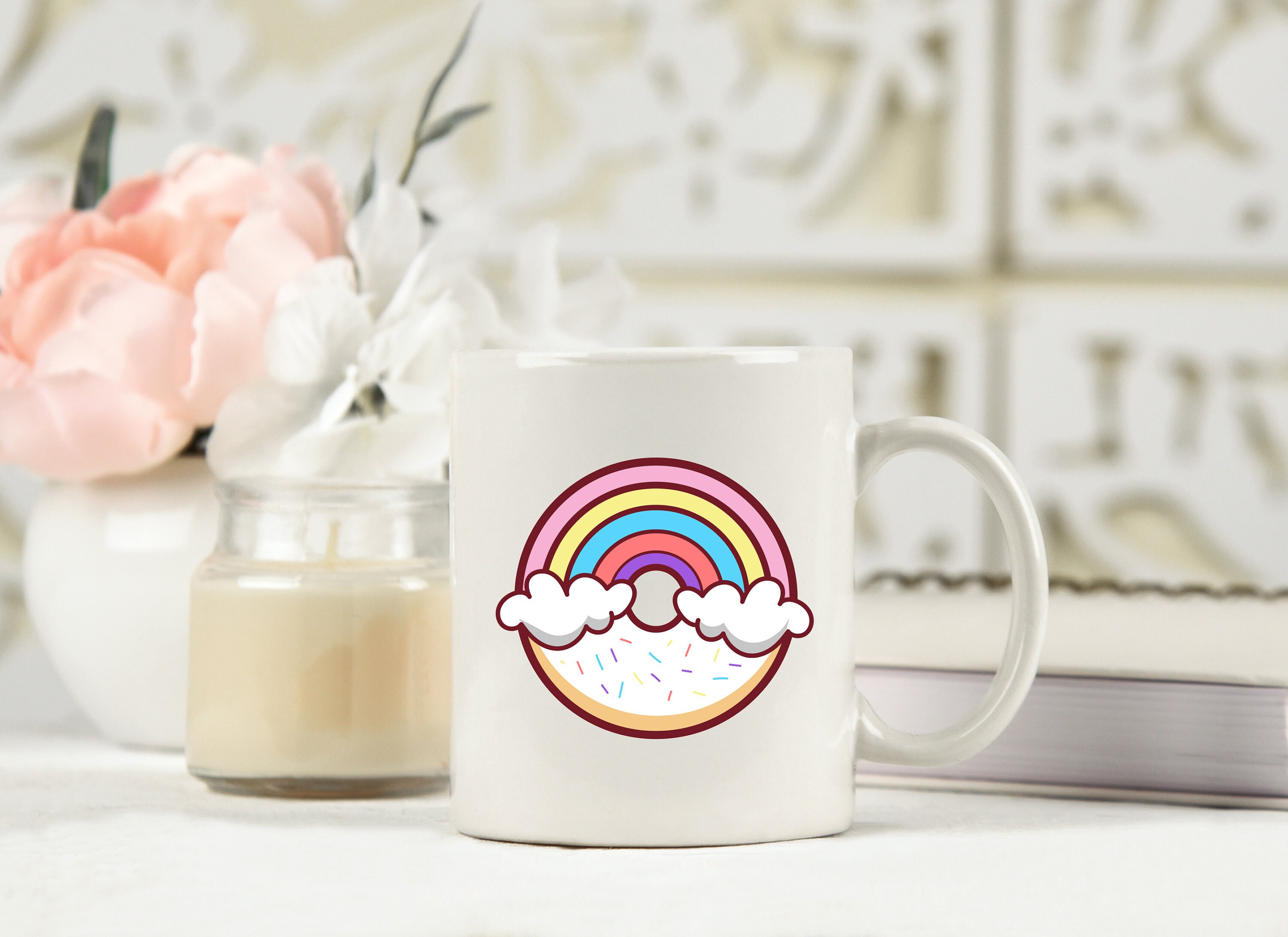 Rainbow Donut PNG, Cute Rainbow SVG, Cartoon Donut Clipart, Rainbow ...