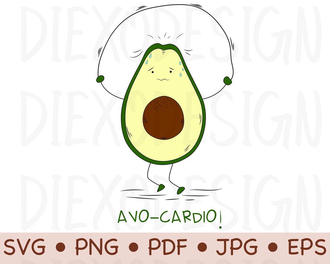 Avo-cardio PNG, Cute Avocado Png, Avocado SVG, Avocado Clipart, Cardio ...