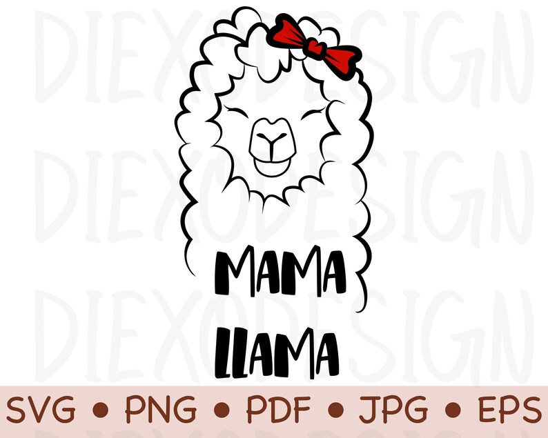 Mama Llama PNG, Llama Face SVG, Cartoon Llama Clipart, Mama Llama Silhouette, Mama Svg, Cricut ...