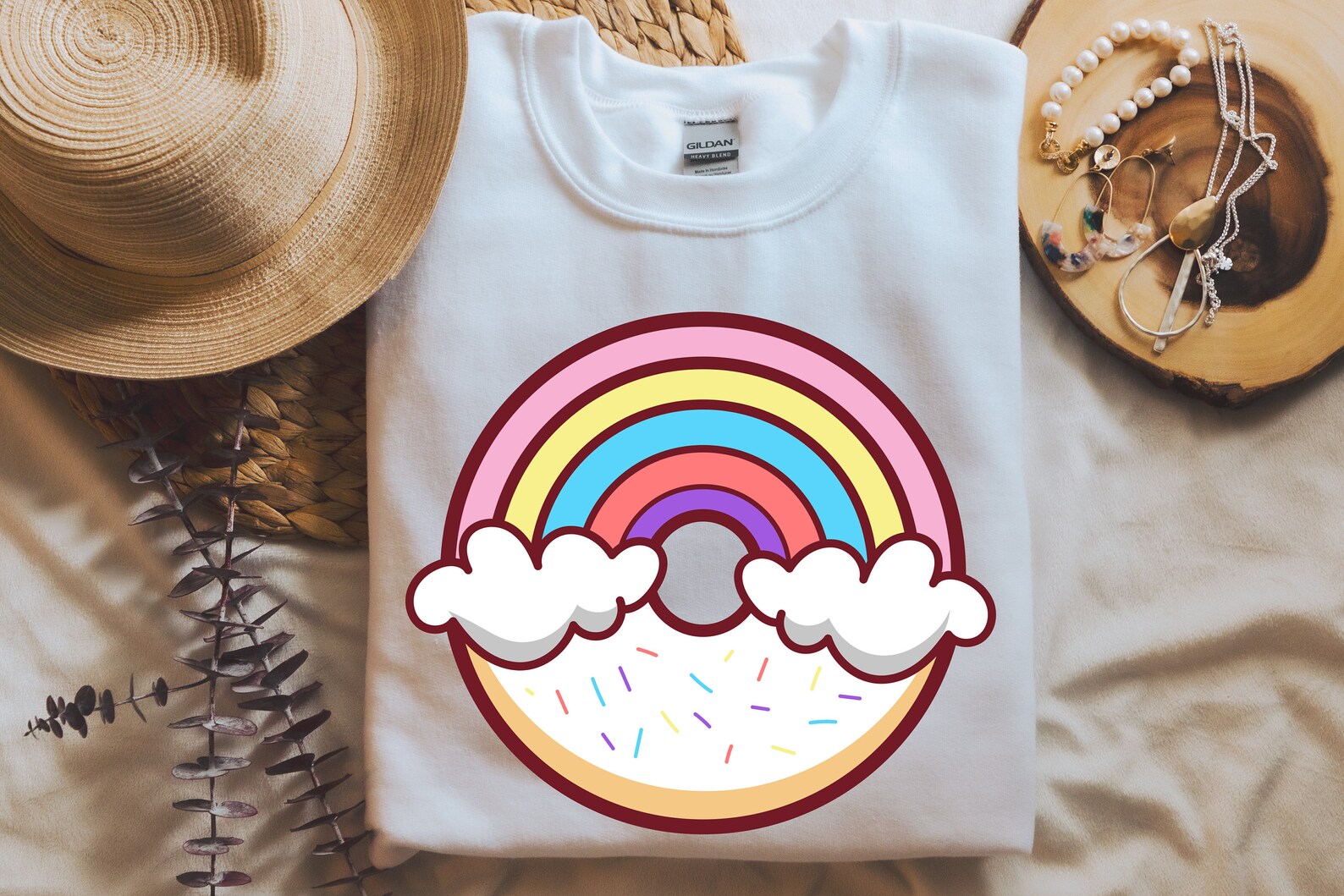 Rainbow Donut PNG Cute Rainbow SVG Cartoon Donut Clipart - Etsy