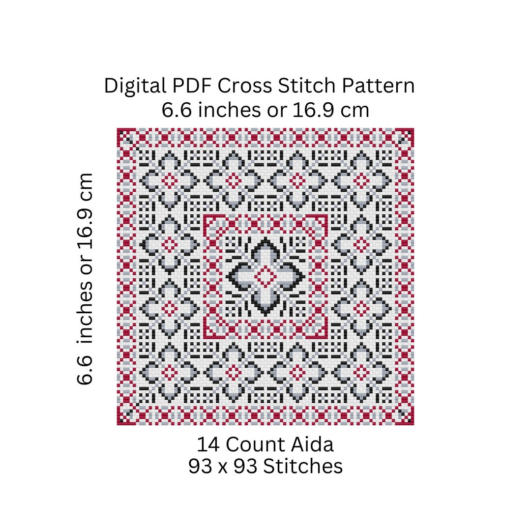 Cross Stitch Pattern, Geometric Design, Full Stitches for Easy ...
