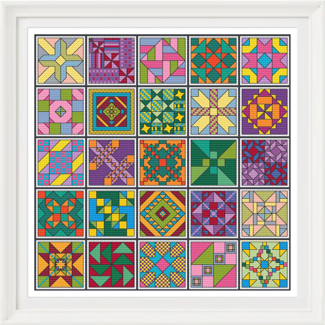 Quilt Block Cross Stitch Pattern, Twenty Traditional and Modern Designs ...