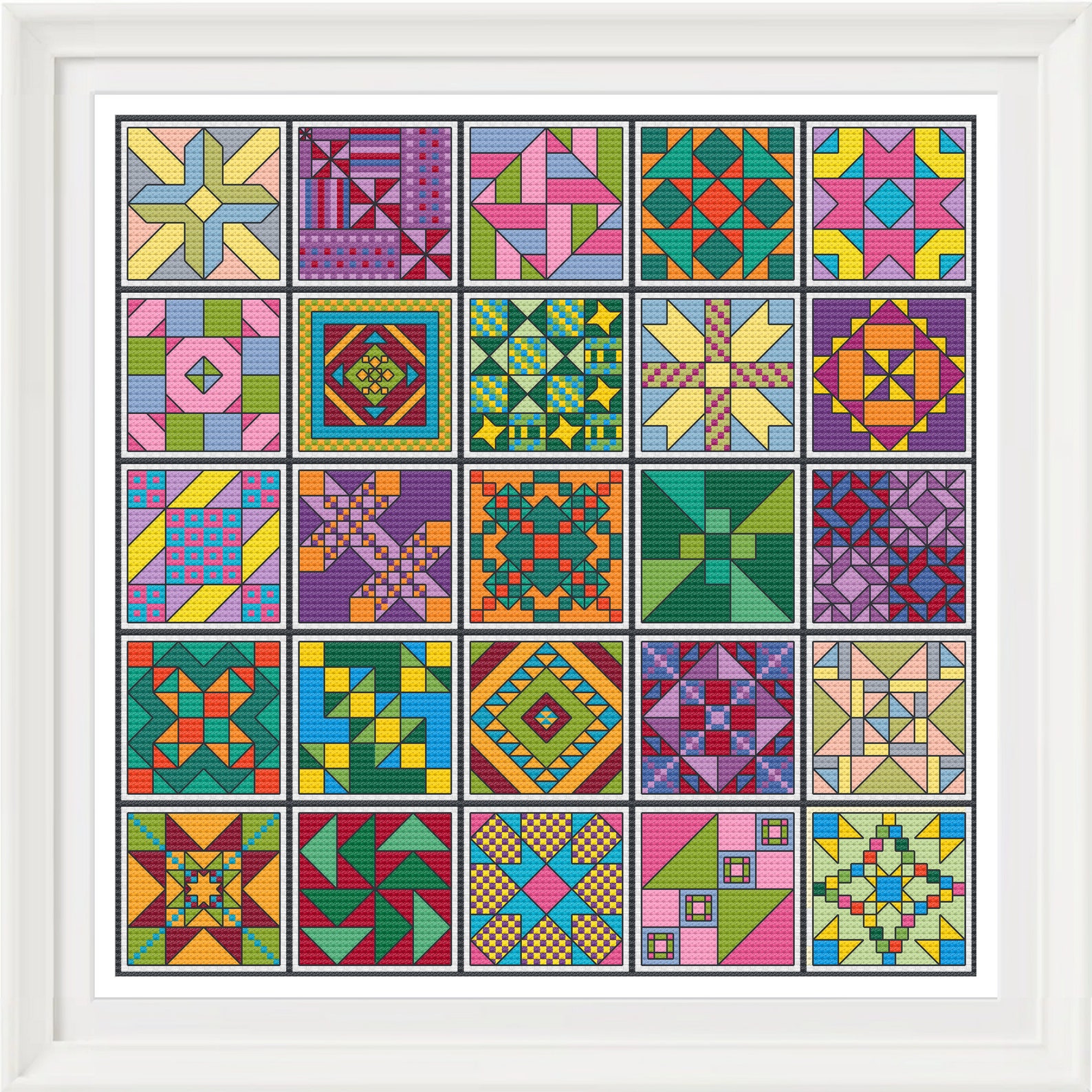 Quilt Block Cross Stitch Pattern, Twenty Traditional and Modern Designs ...