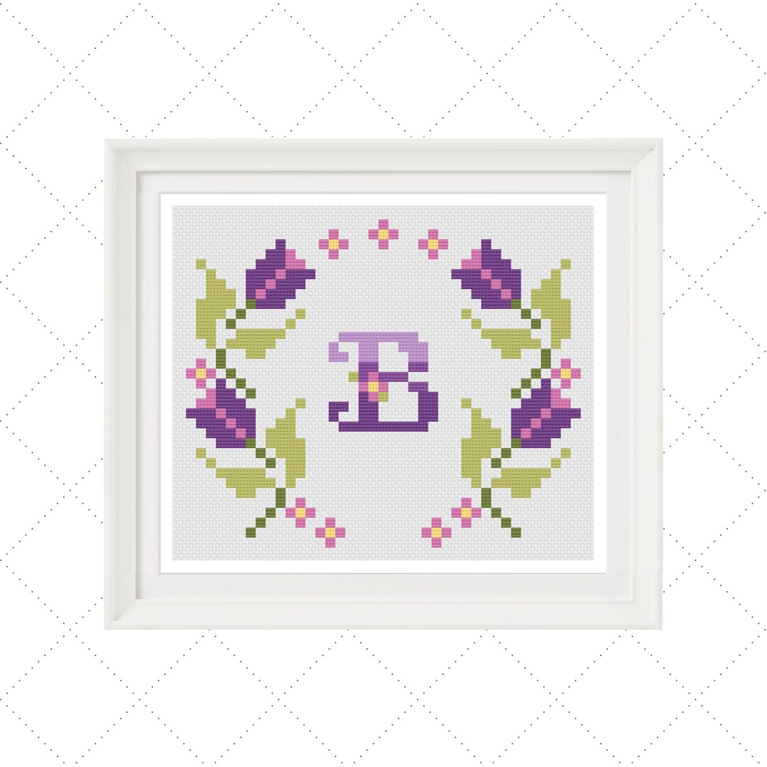 Monogram Letter B Cross Stitch, Alphabet PDF Pattern, Counted Cross ...