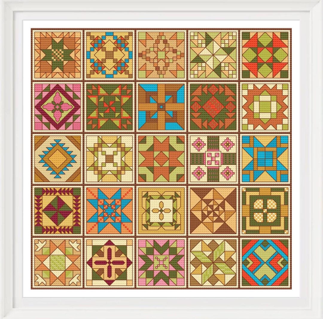 Quilt Block Cross Stitch Pattern: Sampler Design (PDF Pattern Digital ...