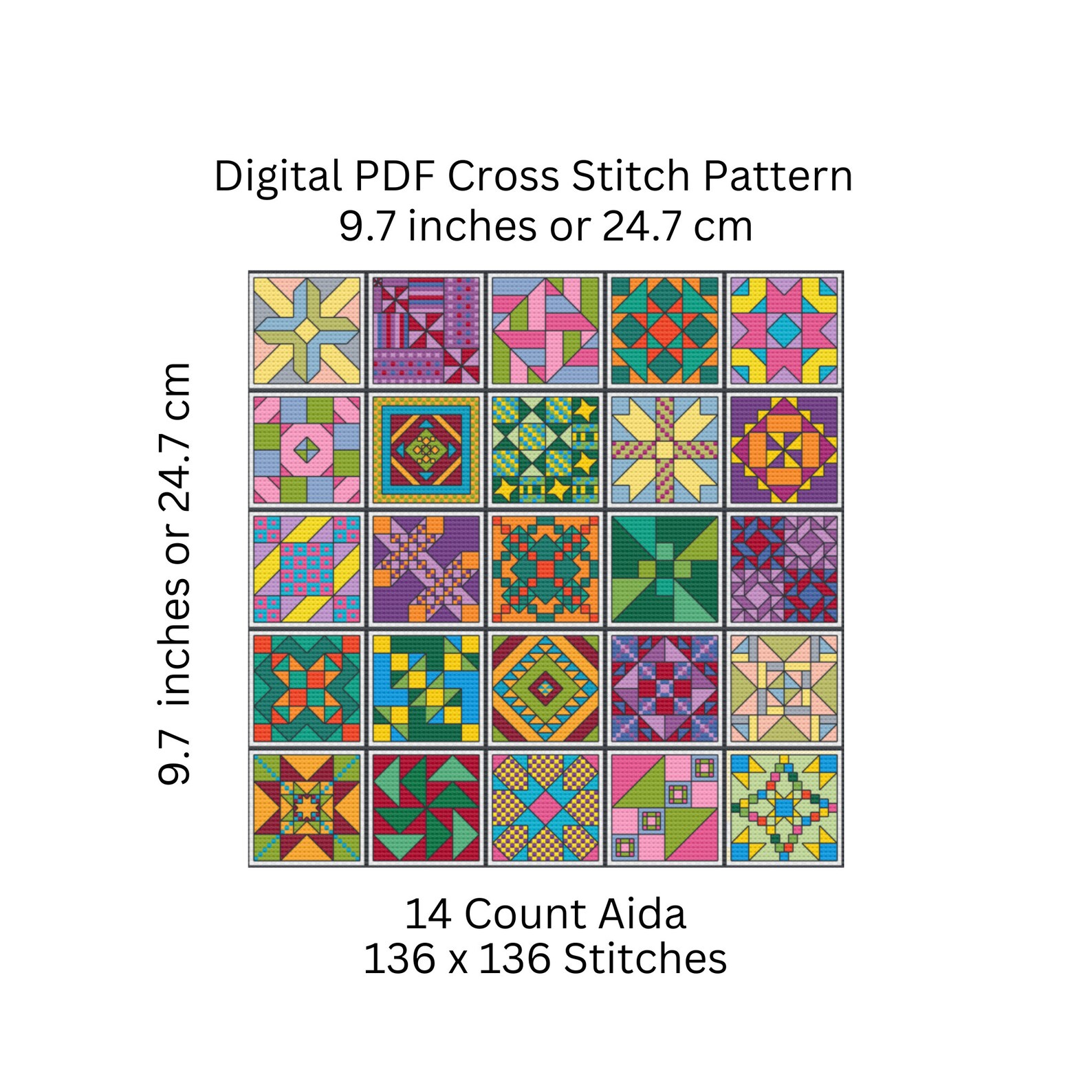 Quilt Block Cross Stitch Pattern, Twenty Traditional and Modern Designs ...