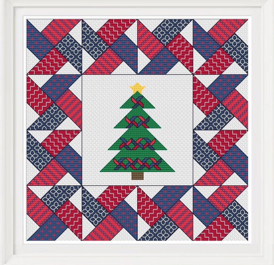 Pinwheel Cross Stitch Pattern, Christmas Tree Quilt Block Design, PDF ...