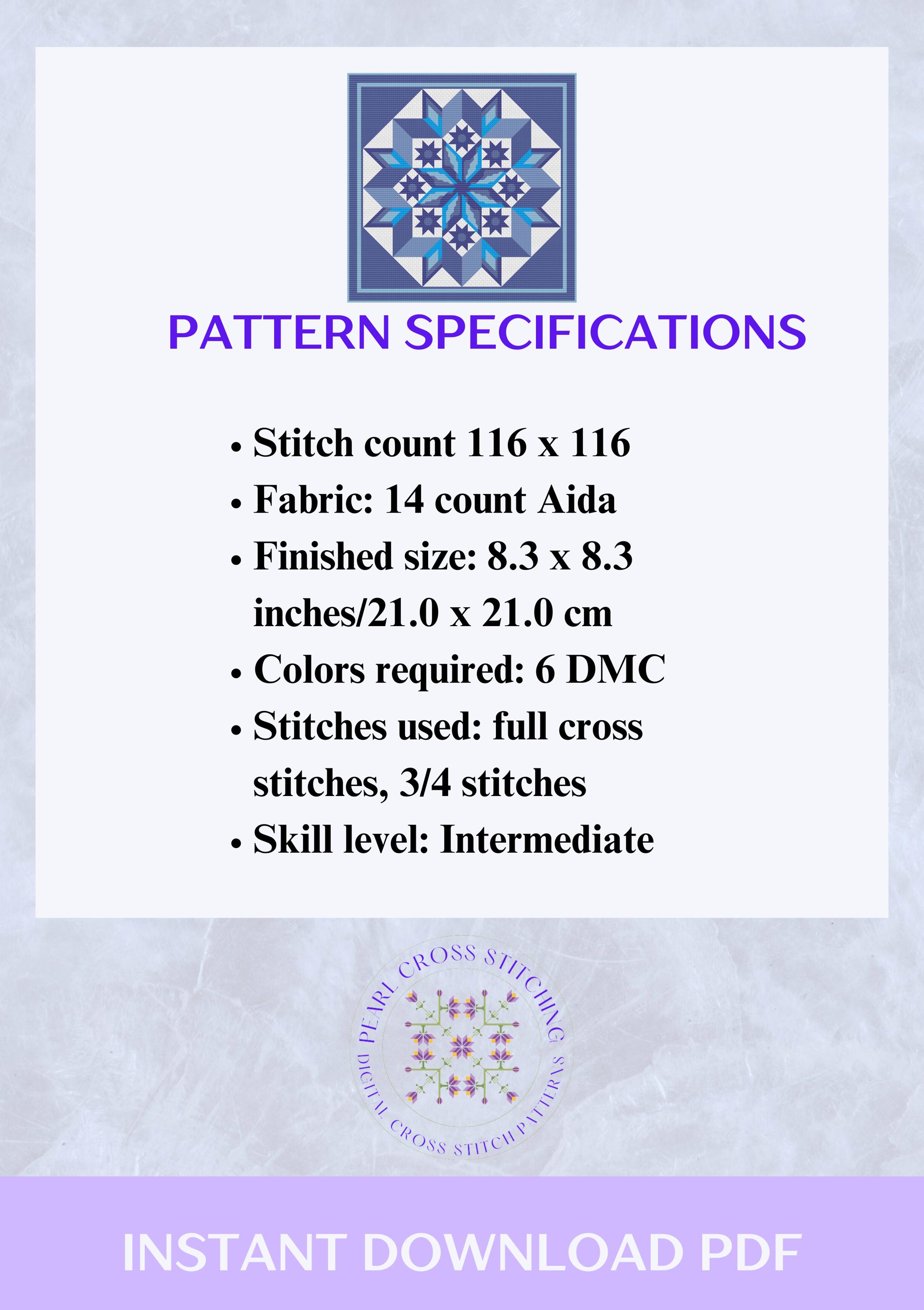 Cross Stitch Pattern, Ferris Wheel Quilt Block Design; PDF Pattern ...