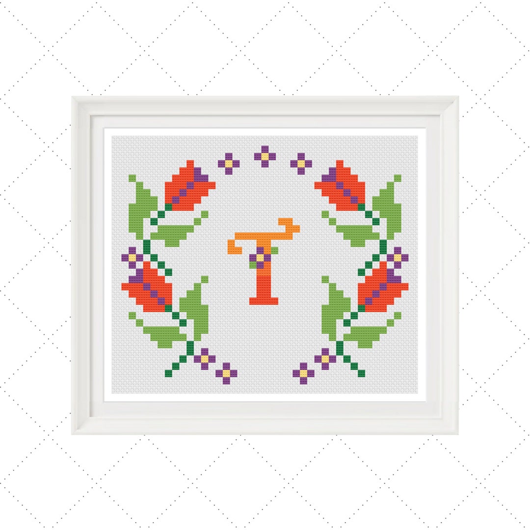 Monogram Letter T Cross Stitch, Alphabet PDF Pattern, Counted Cross ...