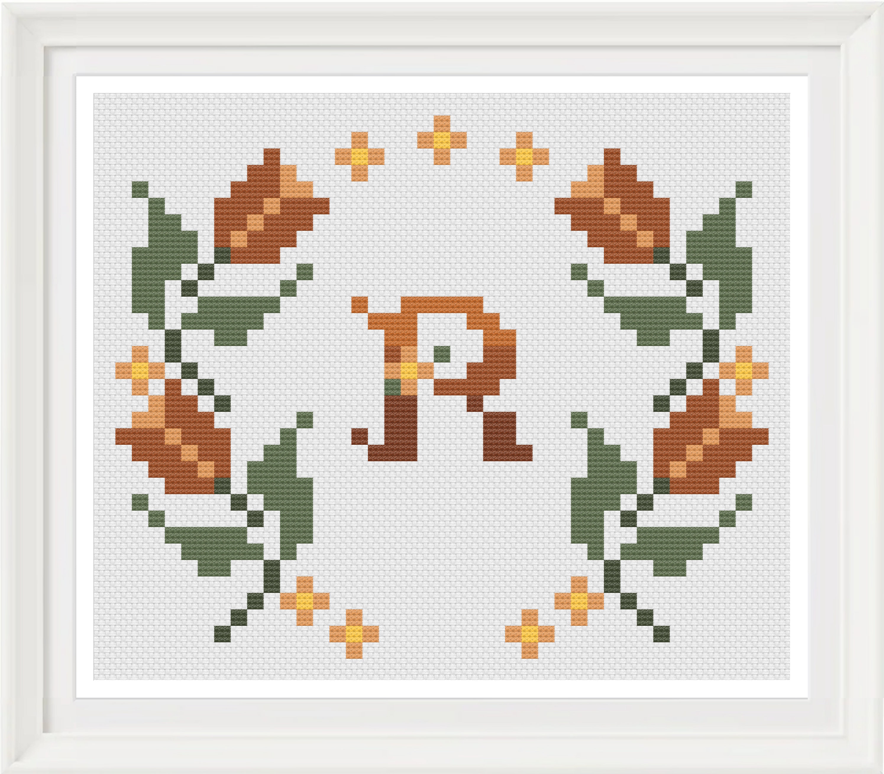Monogram Cross Stitch Pattern, Initial R, Alphabet and Floral Design ...
