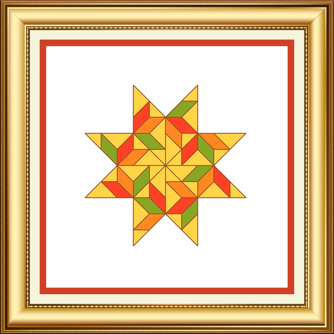 Cross Stitch Pattern, Stained Glass Eight Point Star Design, PDF ...