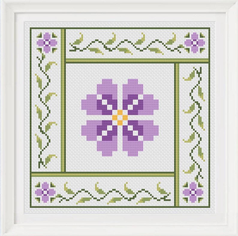 Cross Stitch Pattern, Purple Flower Easy Easy to Stitch Design, PDF ...