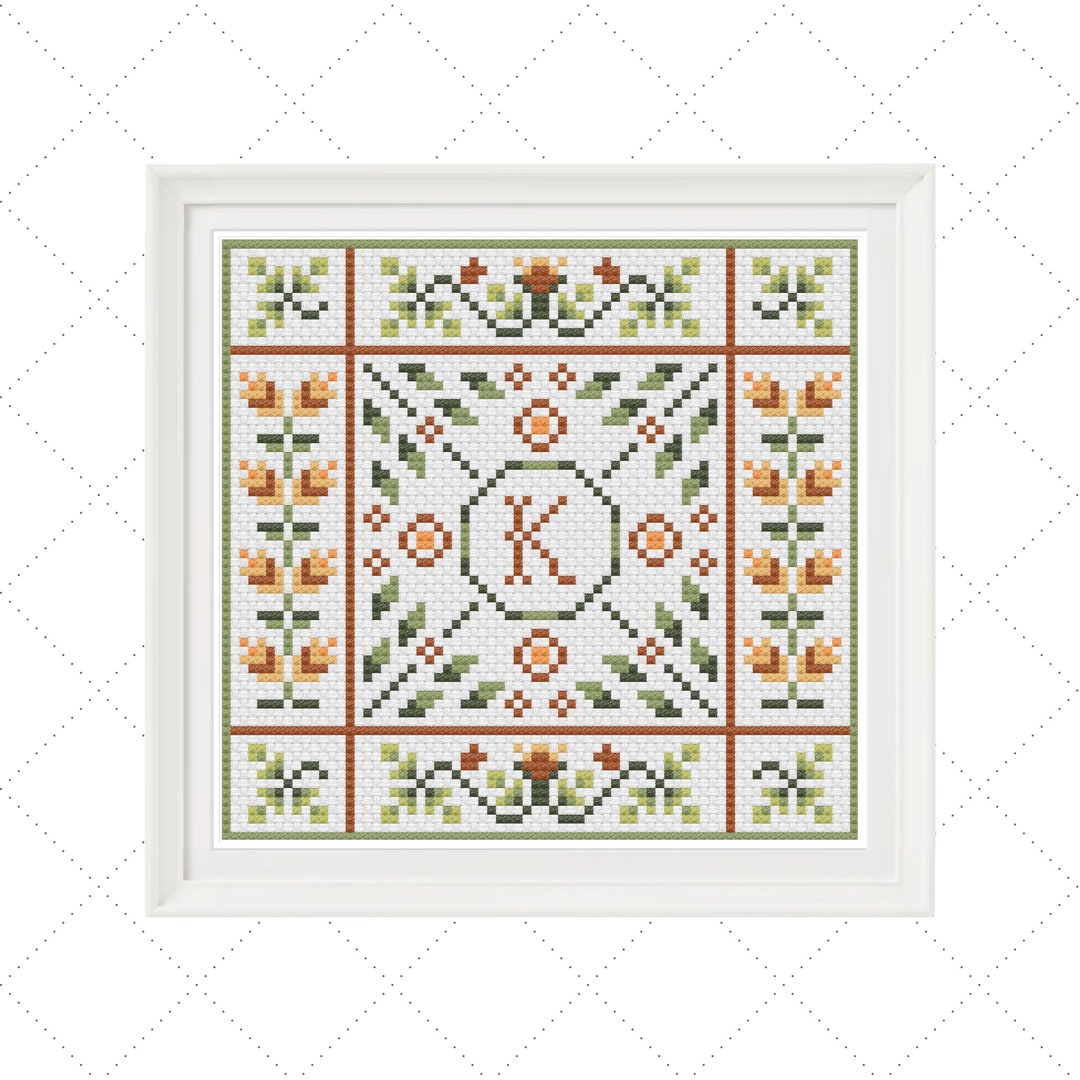 Monogram Cross Stitch Pattern PDF, Alphabet Cross Stitch, Letter K ...