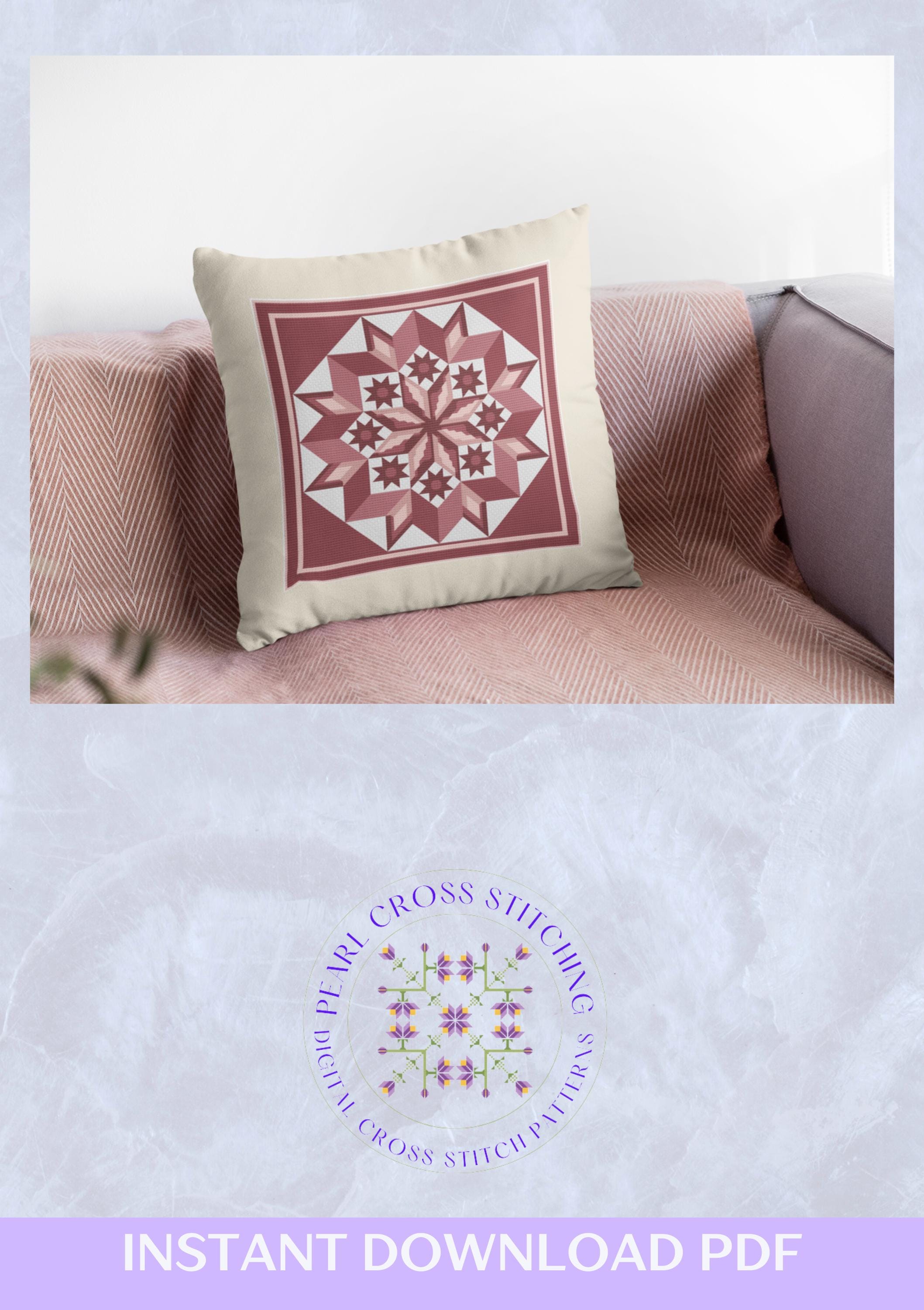 Cross Stitch Ferris Wheel Quilt Block Pattern; Traditional Quilt Block ...