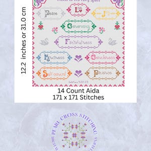 Fruits of the Holy Spirit Cross Stitch Pattern: Christian Bible Verse ...