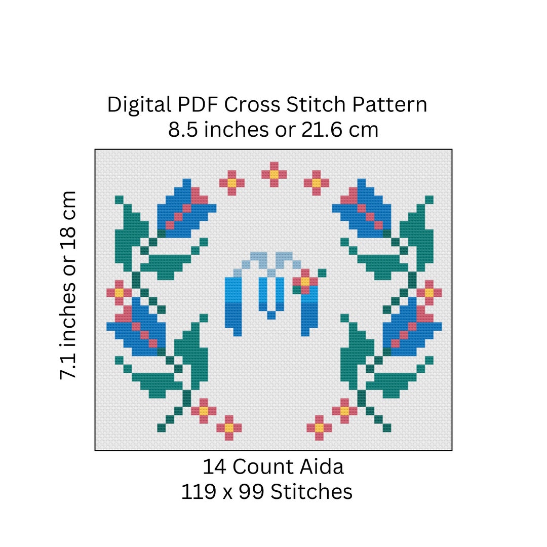 Monogram Cross Stitch Pattern, Initial M, Alphabet and Floral Design ...