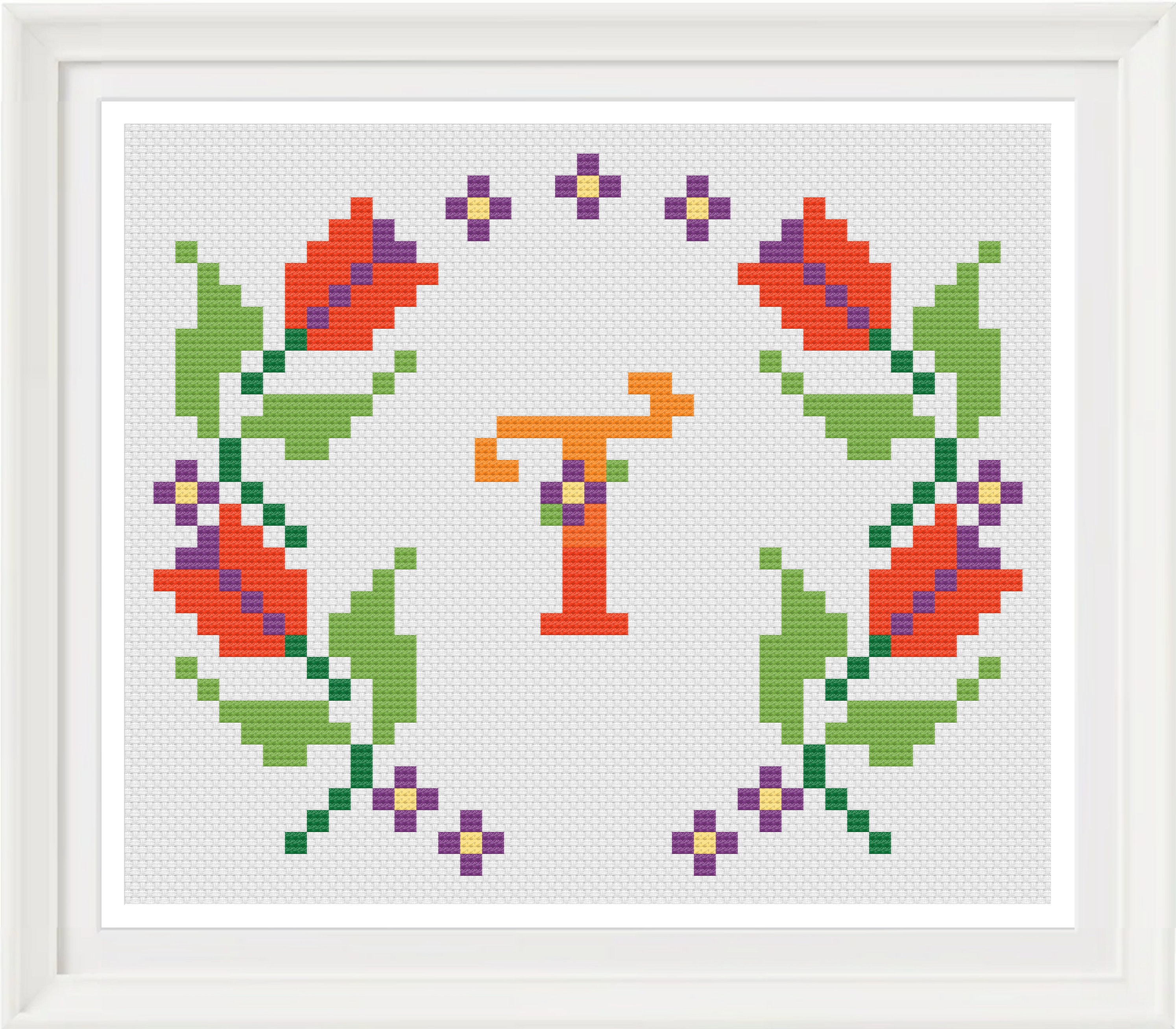 Monogram Letter T Cross Stitch, Alphabet PDF Pattern, Counted Cross ...