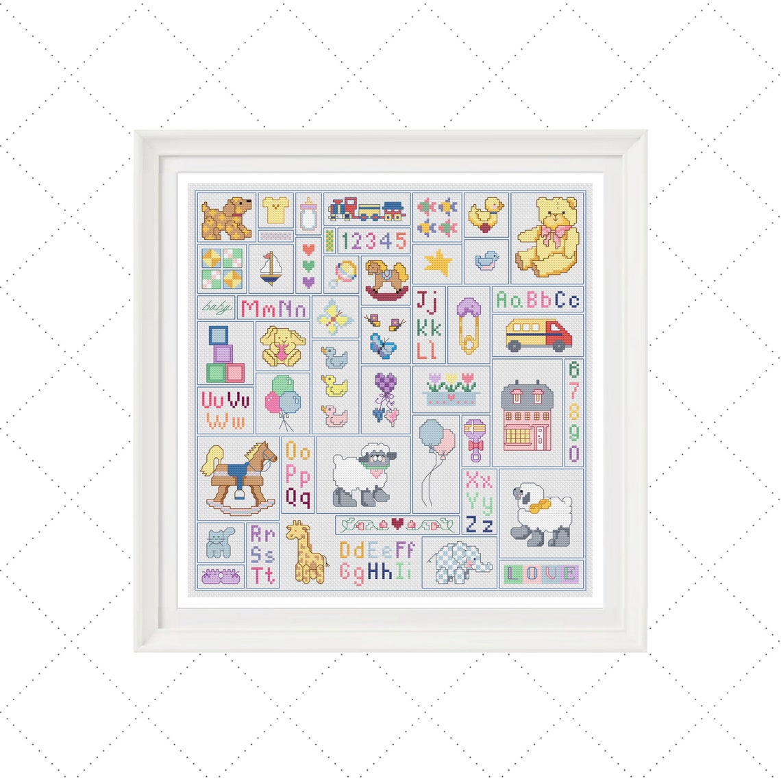 Counted Cross Stitch Motifs Sampler, Alphabet and Numbers, PDF Cross ...