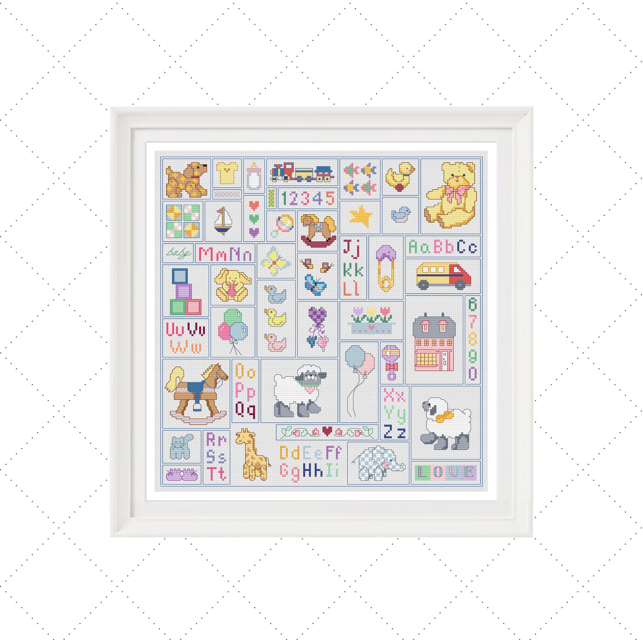 Counted Cross Stitch Motifs Sampler, Alphabet and Numbers, PDF Cross ...