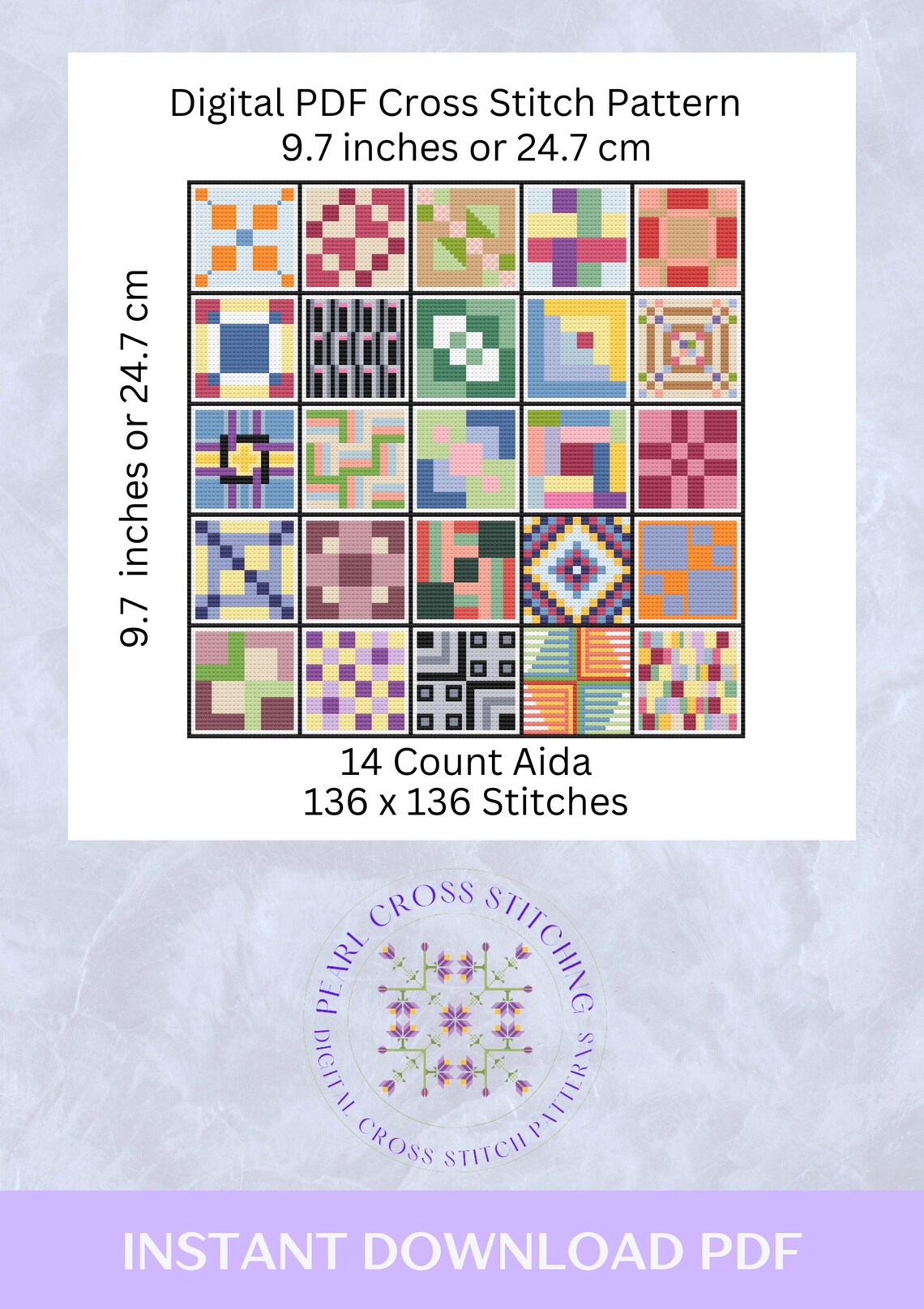 Easy Quilt Blocks Cross Stitch Pattern: 25 Traditional/modern Designs ...