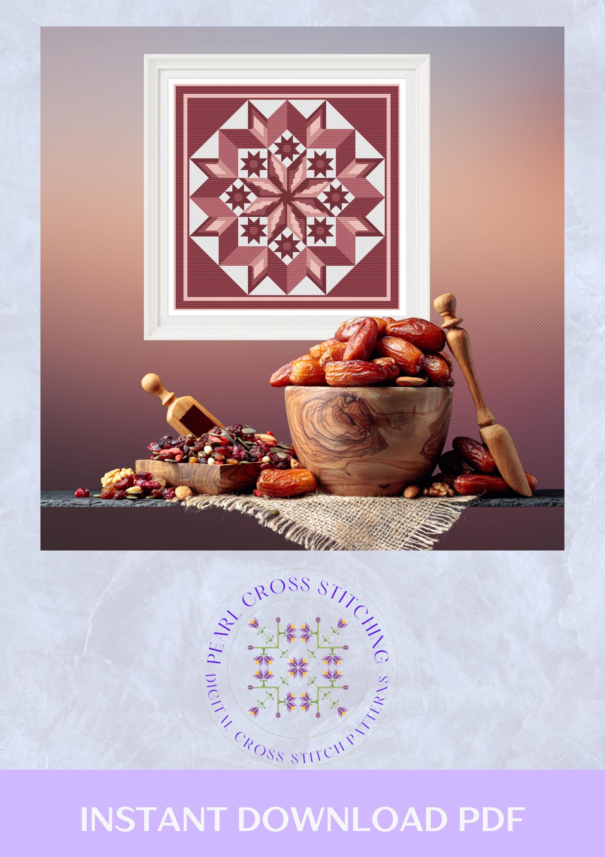 Cross Stitch Ferris Wheel Quilt Block Pattern; Traditional Quilt Block ...