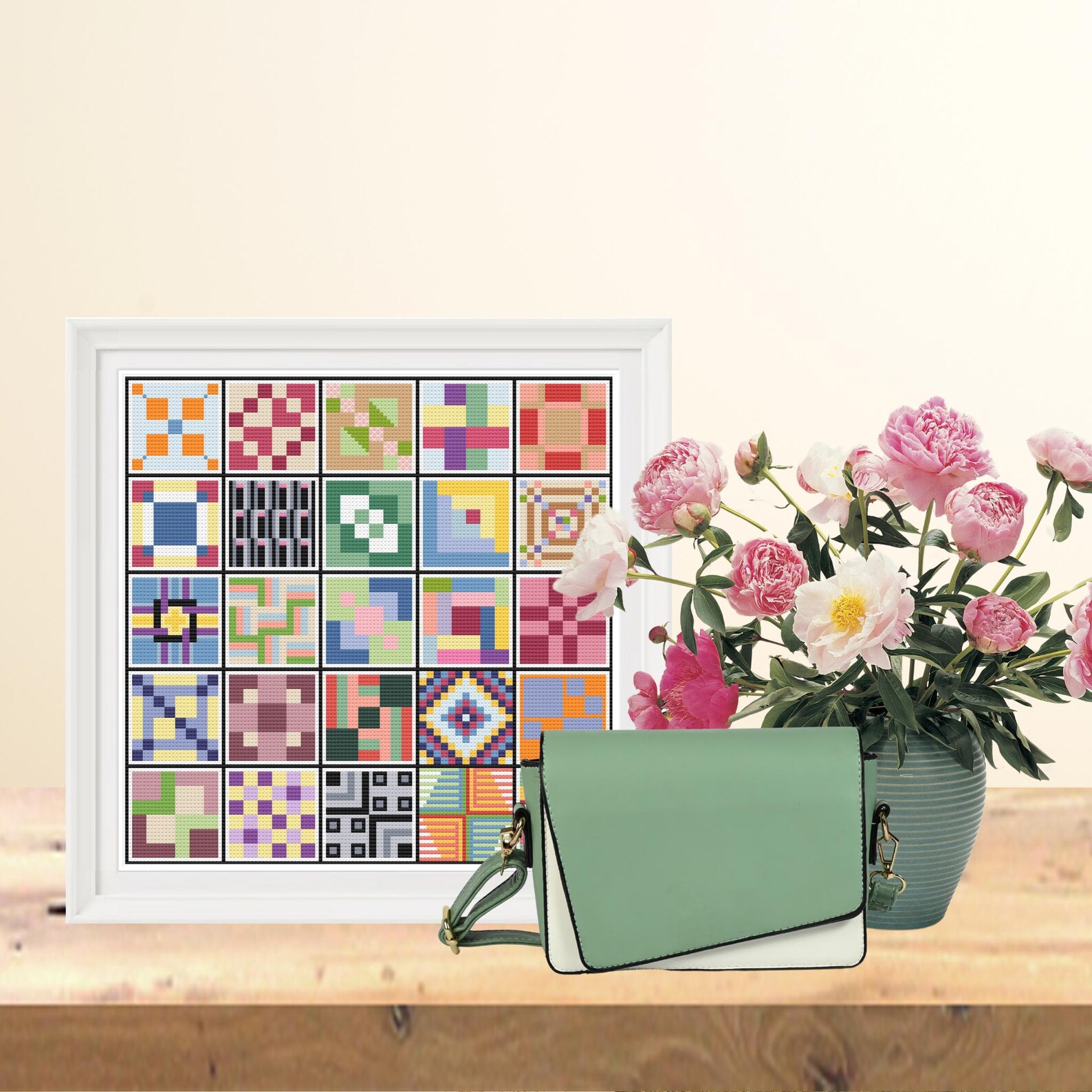 Easy Quilt Blocks Cross Stitch Pattern: 25 Traditional/modern Designs ...