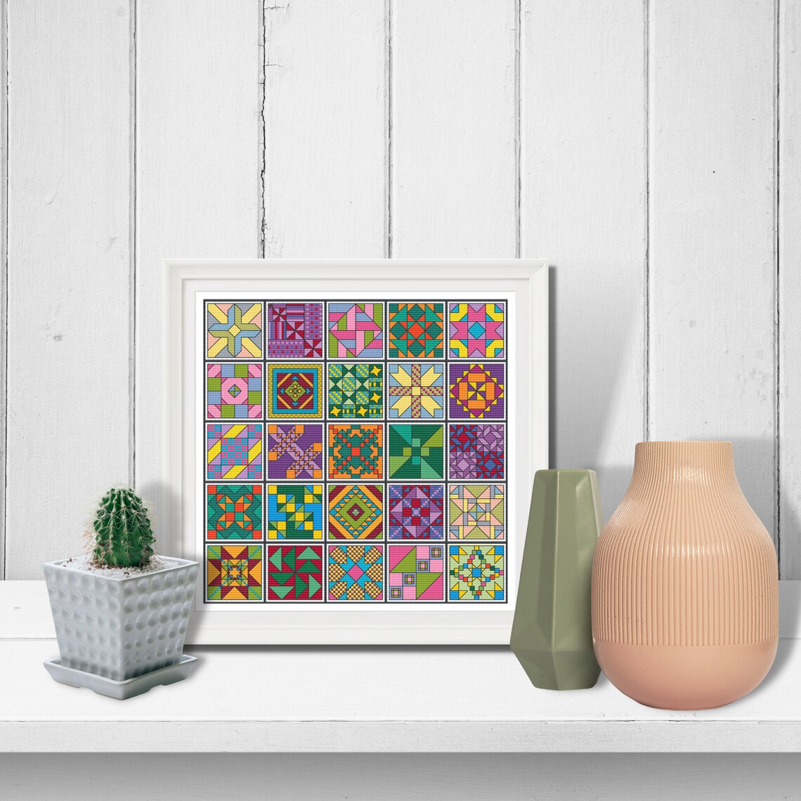 Quilt Block Cross Stitch Pattern, Twenty Traditional and Modern Designs ...