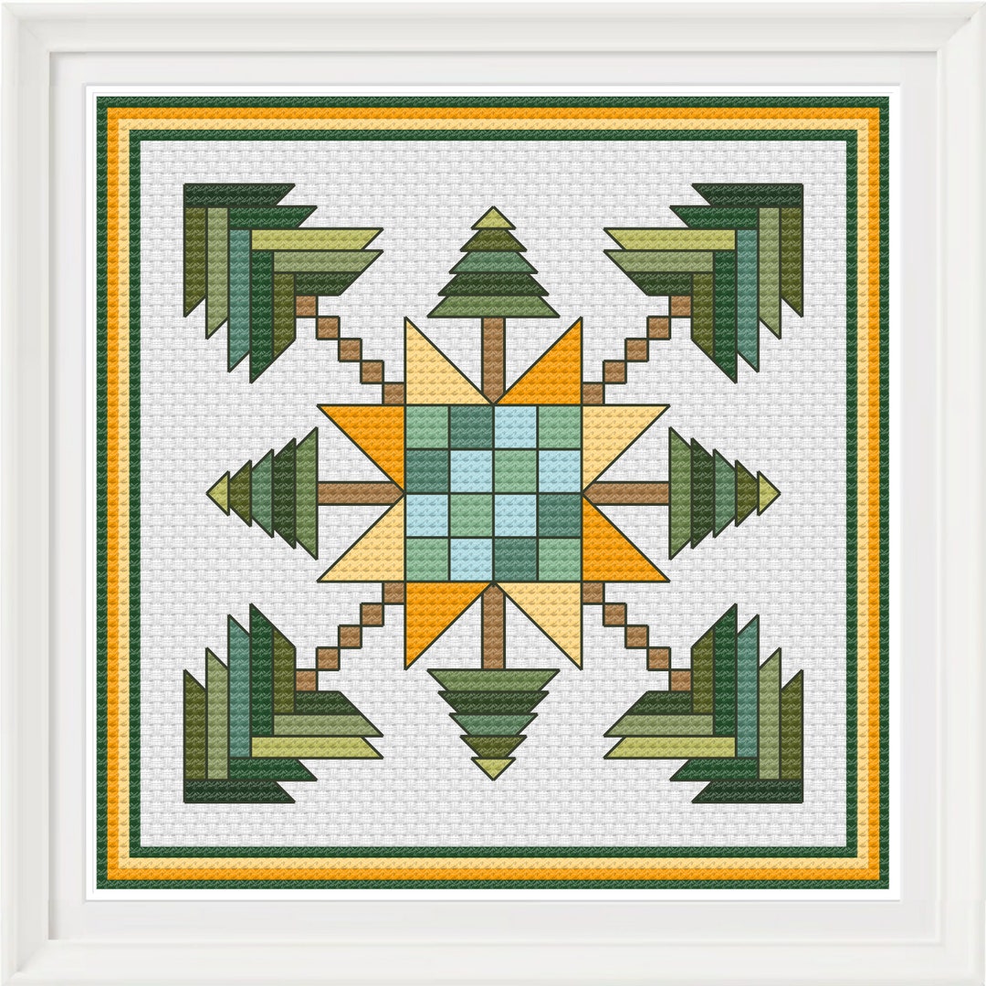 Cross Stitch Quilt Block Pattern Eight Point Star - Etsy