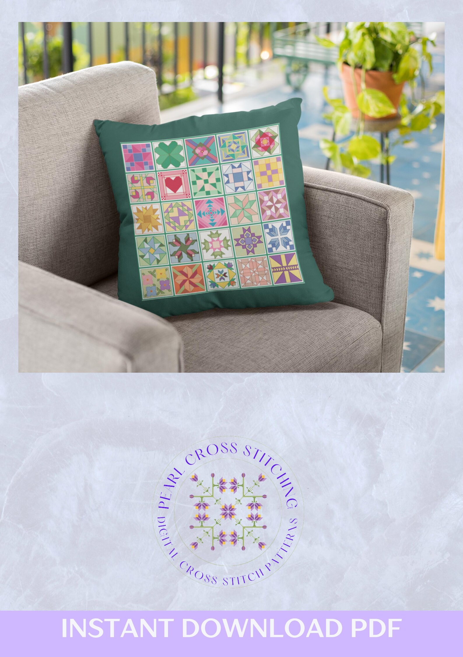 Cross Stitch Pattern, 25 Cross Stitch Quilt Block Patterns, Traditional ...