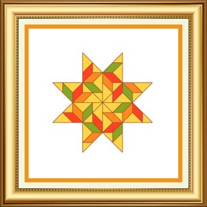 Cross Stitch Pattern, Stained Glass Eight Point Star Design, PDF ...