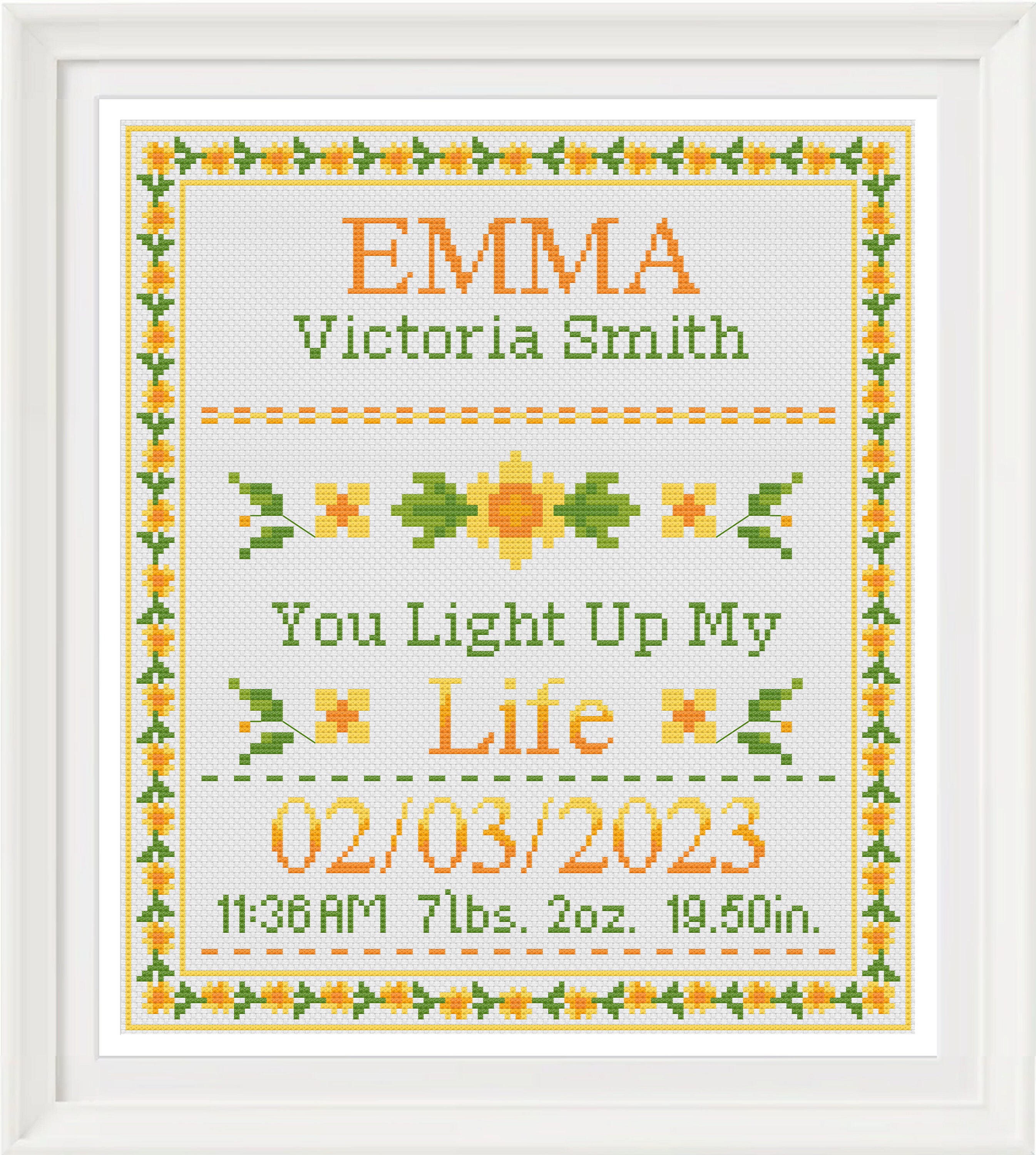 Baby Birth Sampler Cross Stitch Pattern PDF, Baby Girl Cross Stitch ...