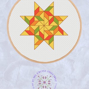 Cross Stitch Pattern, Stained Glass Eight Point Star Design, PDF ...