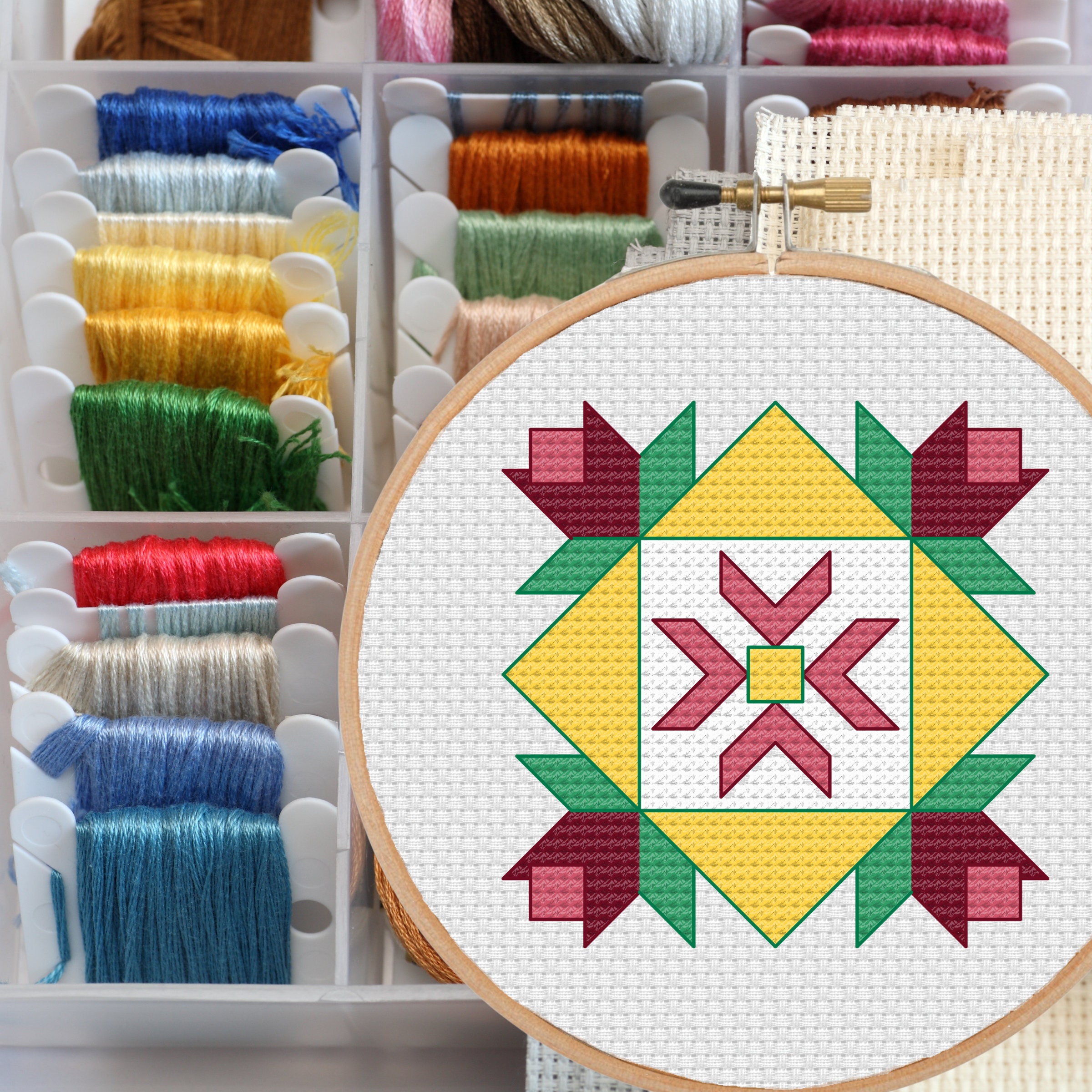 Cross Stitch Pattern, Mini Quilt Block Pattern Tulip Design, PDF ...