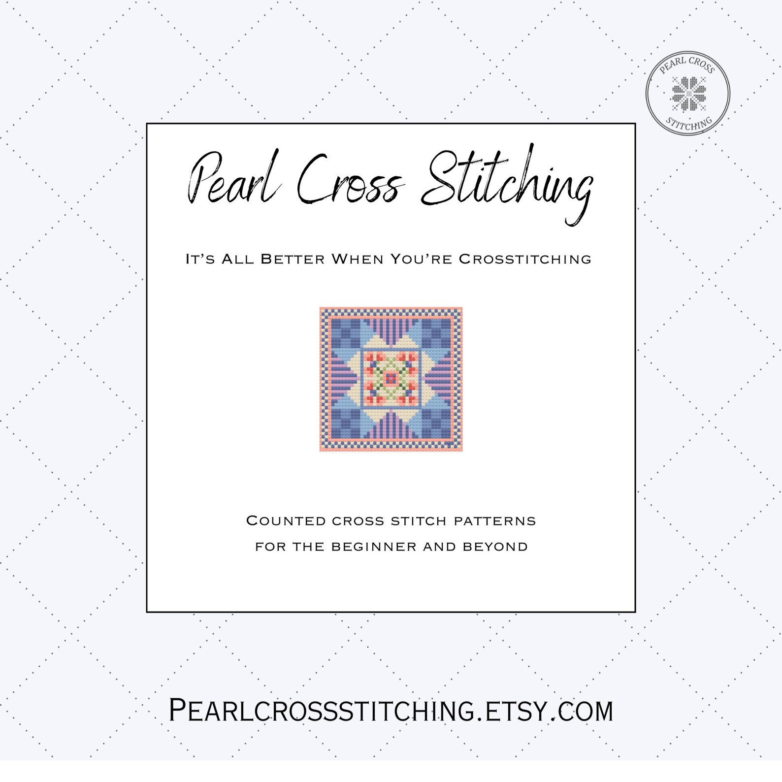 Cross Stitch Log Cabin Quilt Block Pattern, Floral and Log Cabin Design ...