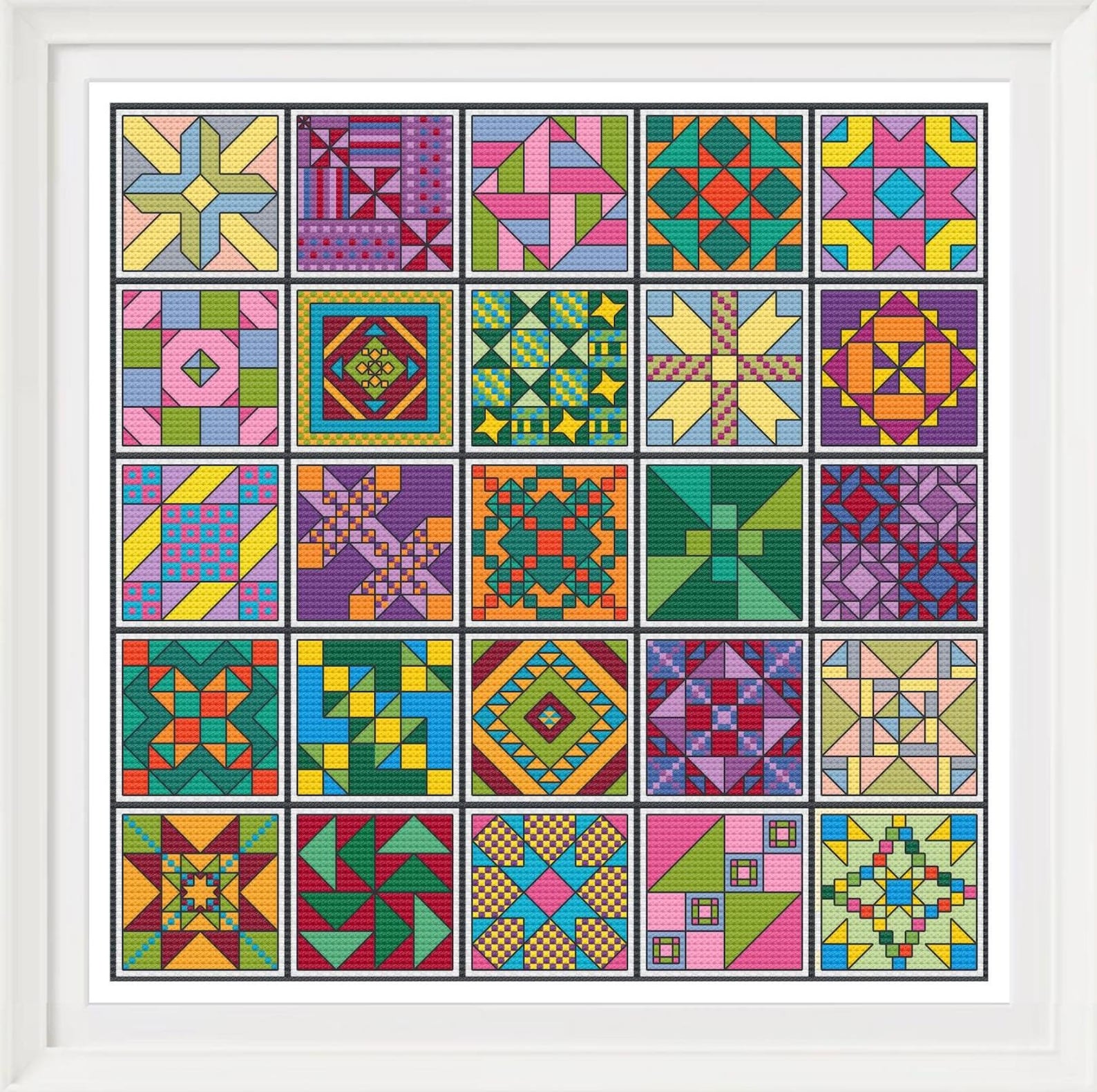 Quilt Block Cross Stitch Pattern, Twenty Traditional and Modern Designs ...
