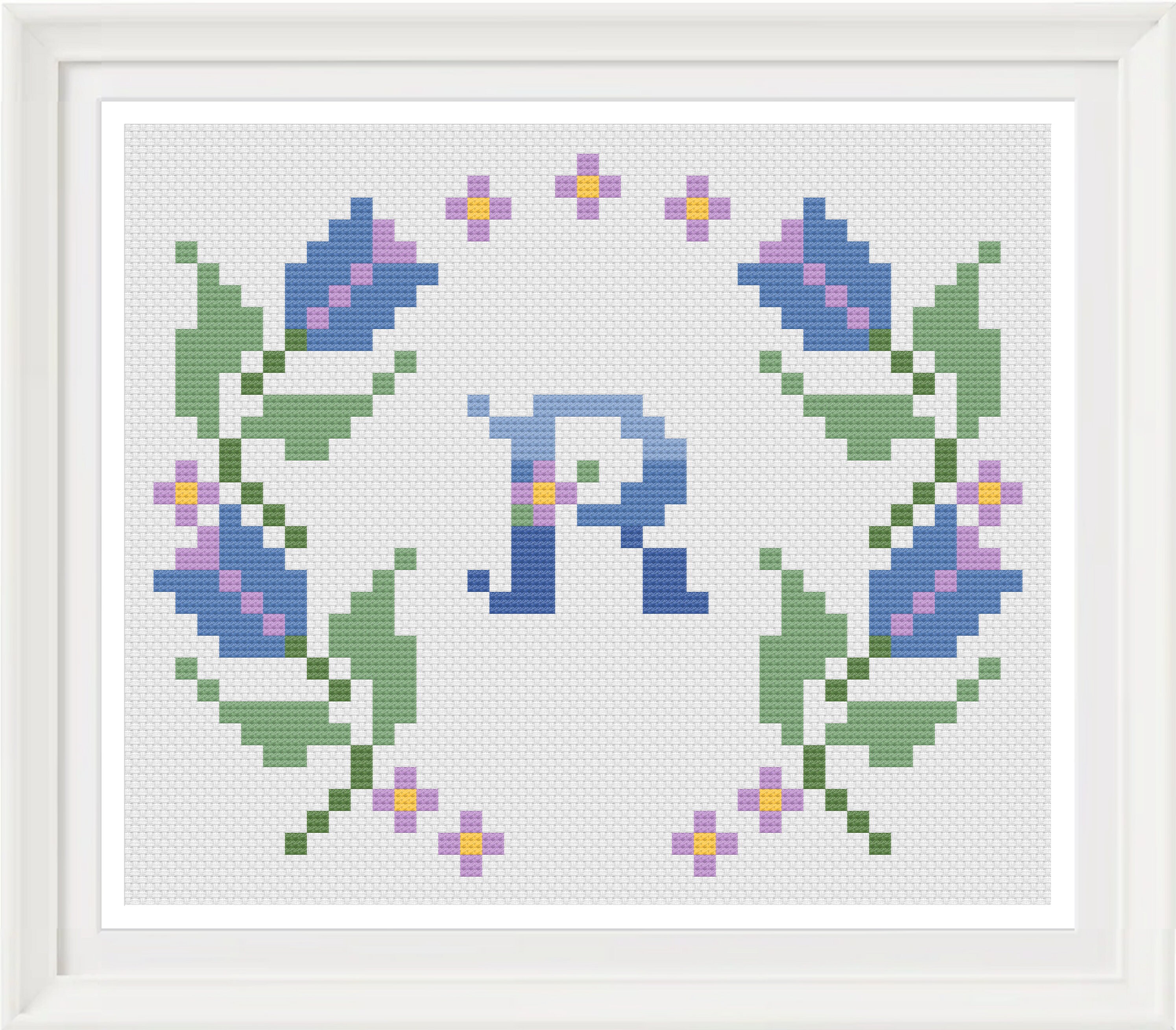 Monogram Cross Stitch Pattern, Initial R, Alphabet and Floral Design ...