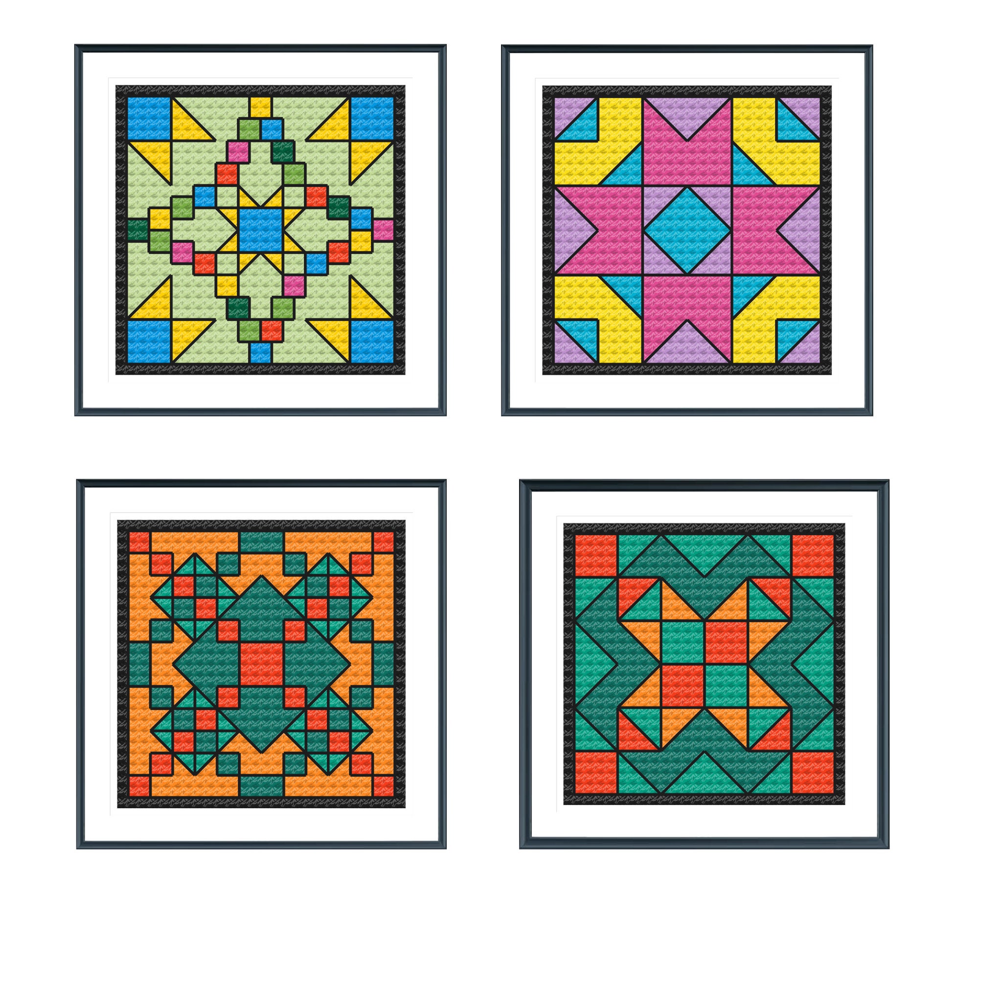 Quilt Block Cross Stitch Pattern, Twenty Traditional and Modern Designs ...