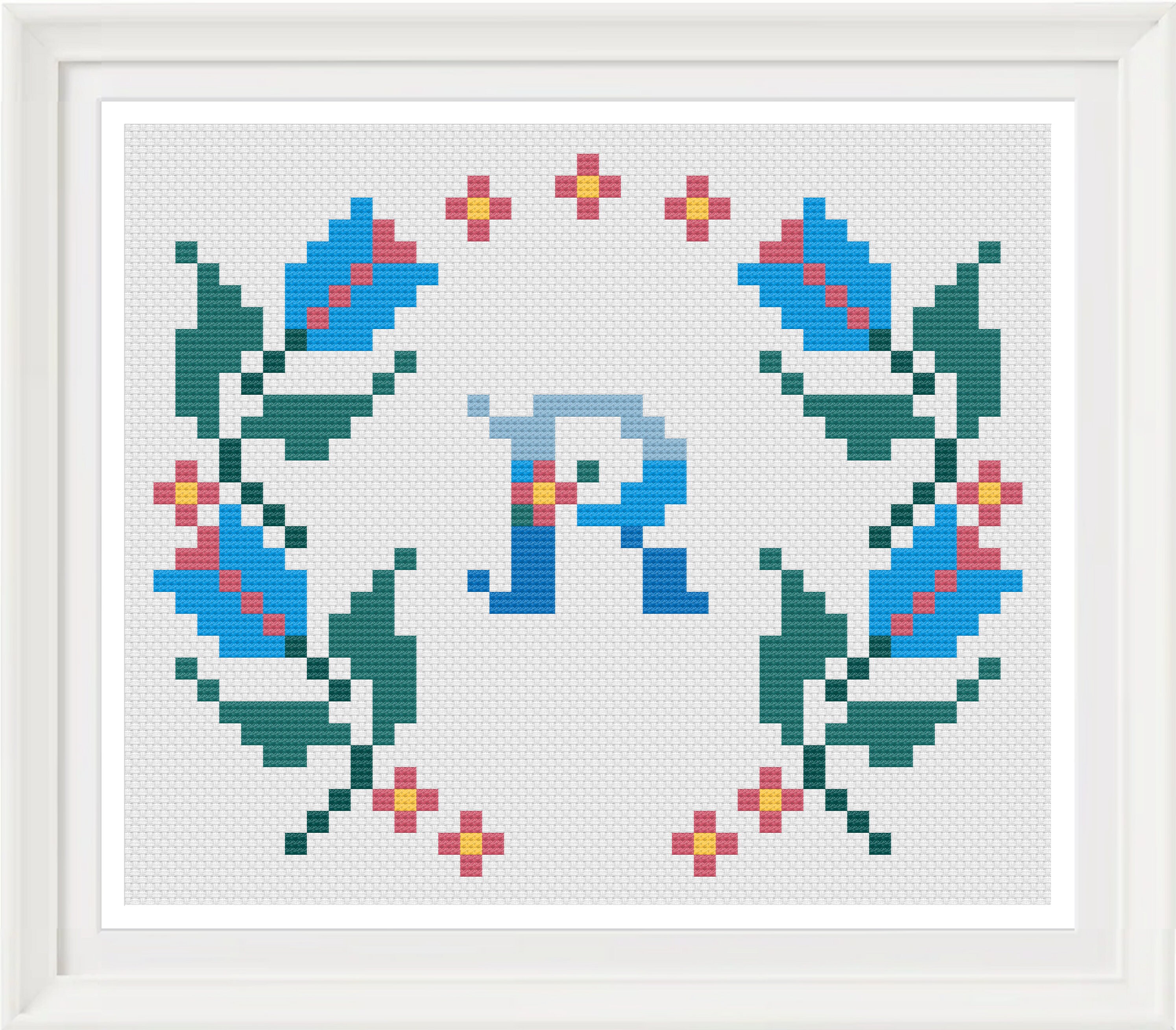 Monogram Cross Stitch Pattern, Initial R, Alphabet and Floral Design ...