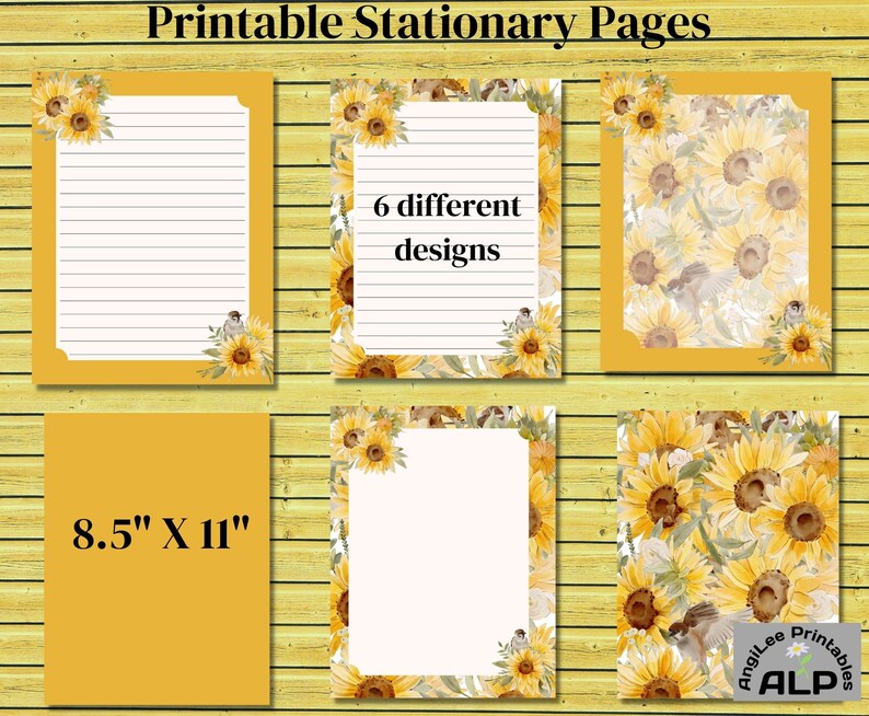 Printable Sunflower Stationary Set,printable Paper, Stationery Set ...