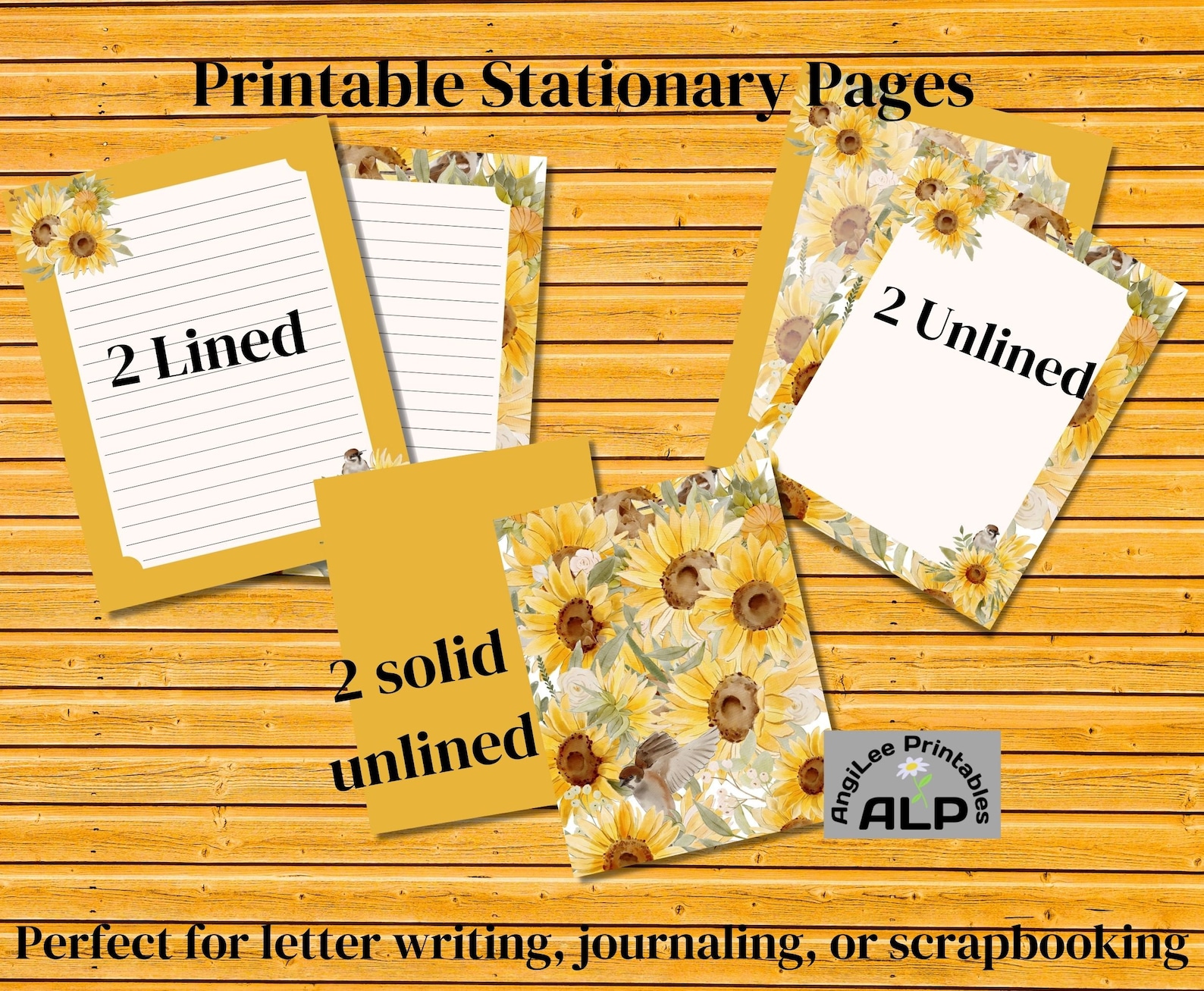 Printable Sunflower Stationary Set,printable Paper, Stationery Set ...